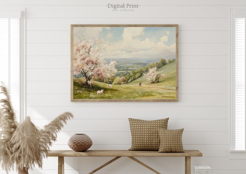 Printable Dreamy Spring Landscape Painting I Vintage English ...