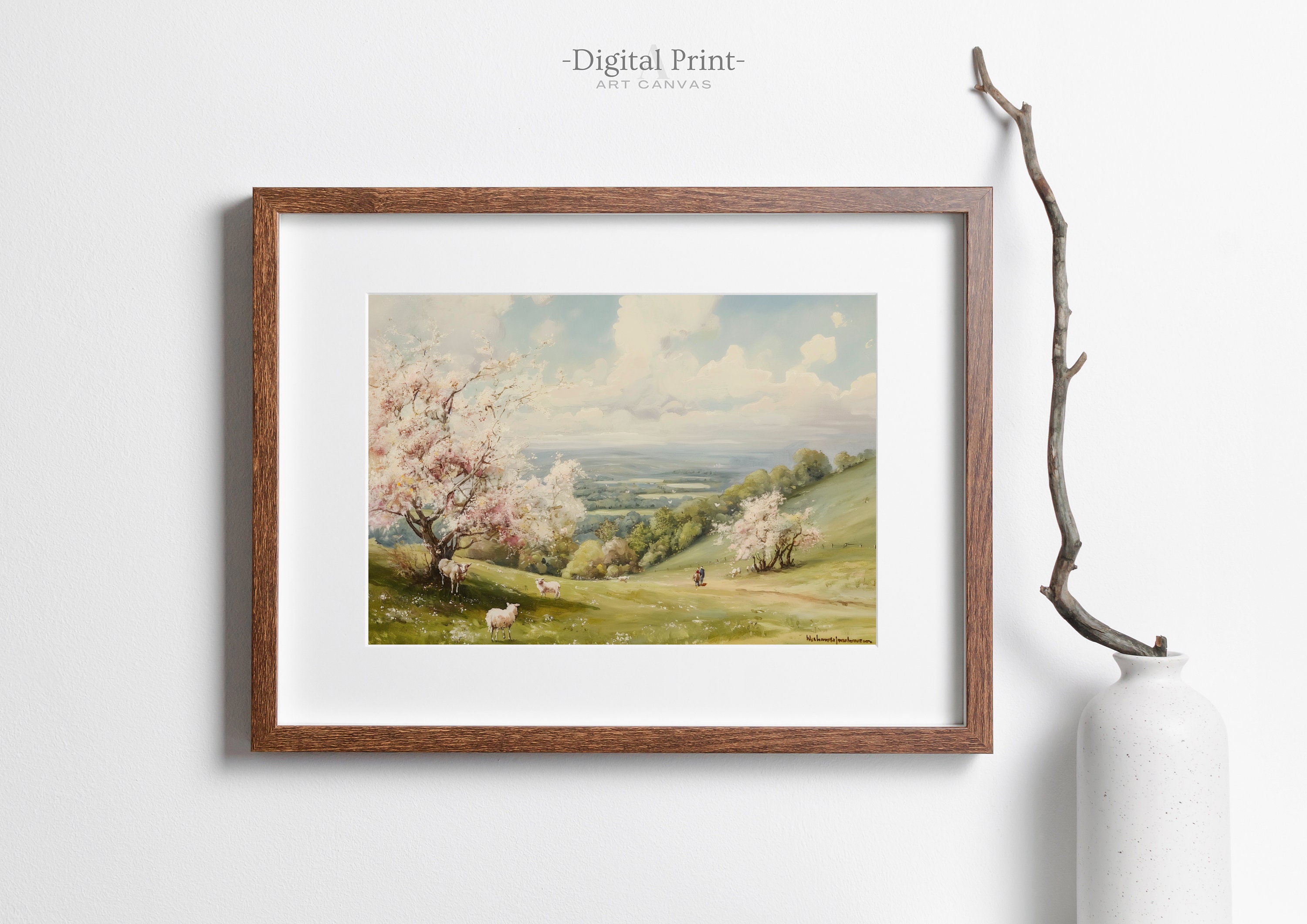 Printable Dreamy Spring Landscape Painting I Vintage English ...