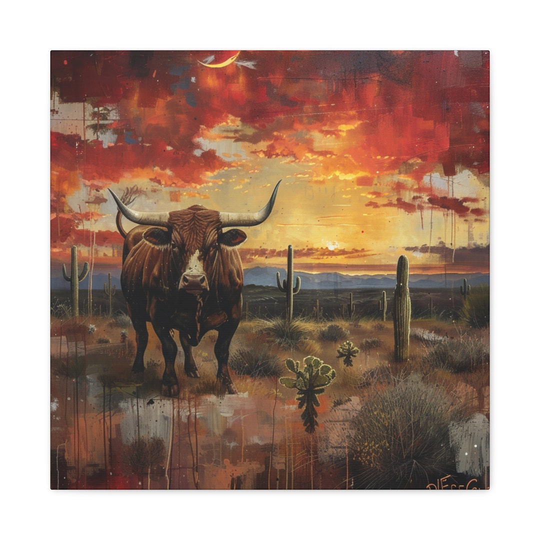 Long Horn, Cattle, Cactus, Desert Plains Wall Art - Etsy