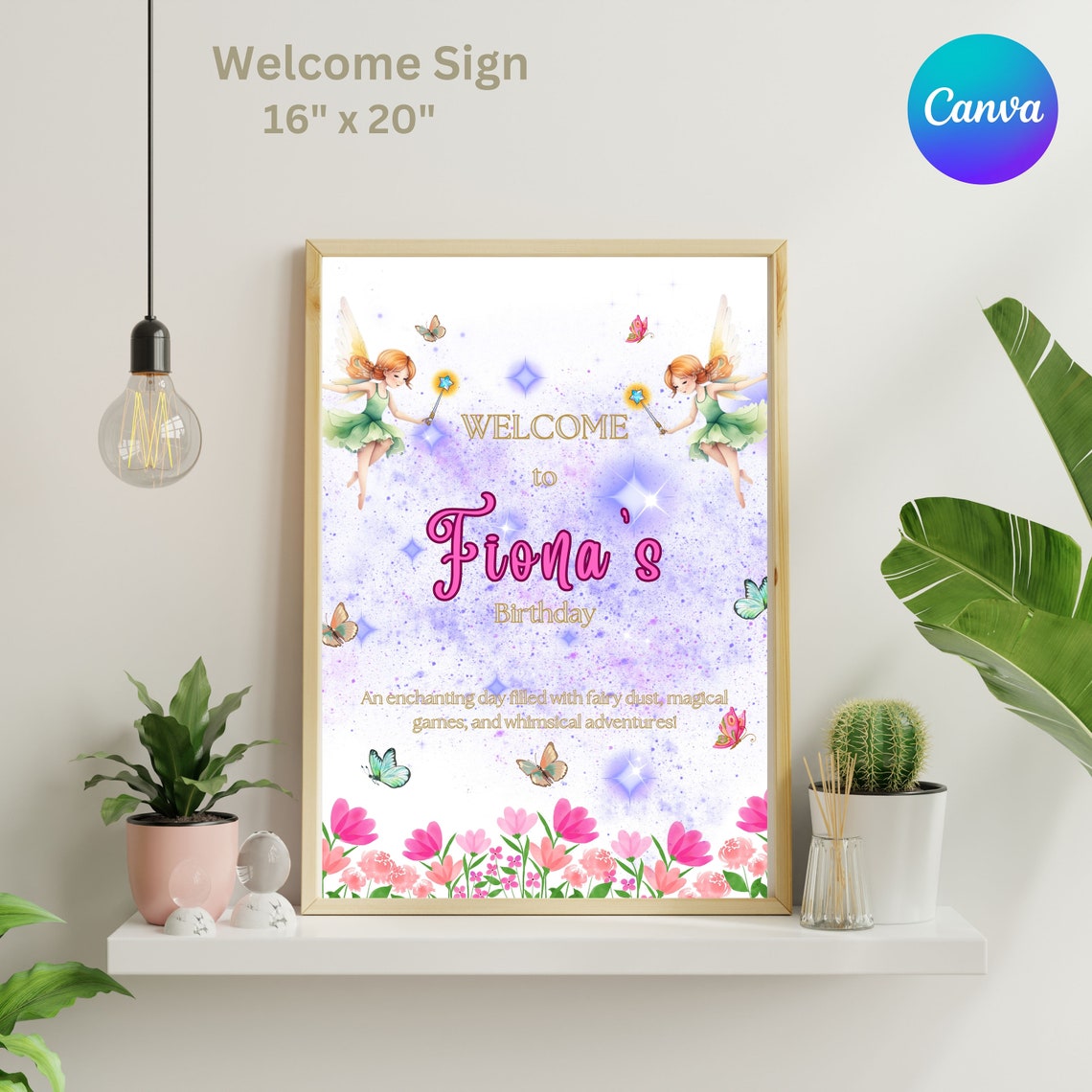Editable Magical Fairy Welcome Sign Birthday Template, Welcome Sign ...