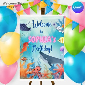 Under the Sea Welcome Sign Template, Custom Sea Party Decors, Sea Baby ...