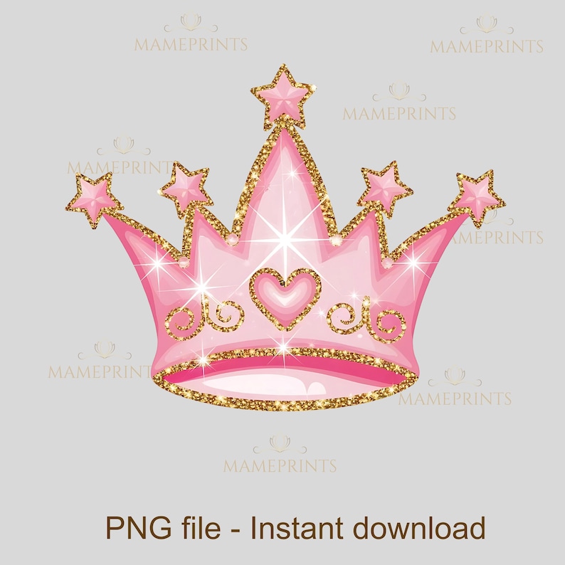 Pink Princess Crown Png, Glitter Crown, Princess Crown Png, Star Crown ...