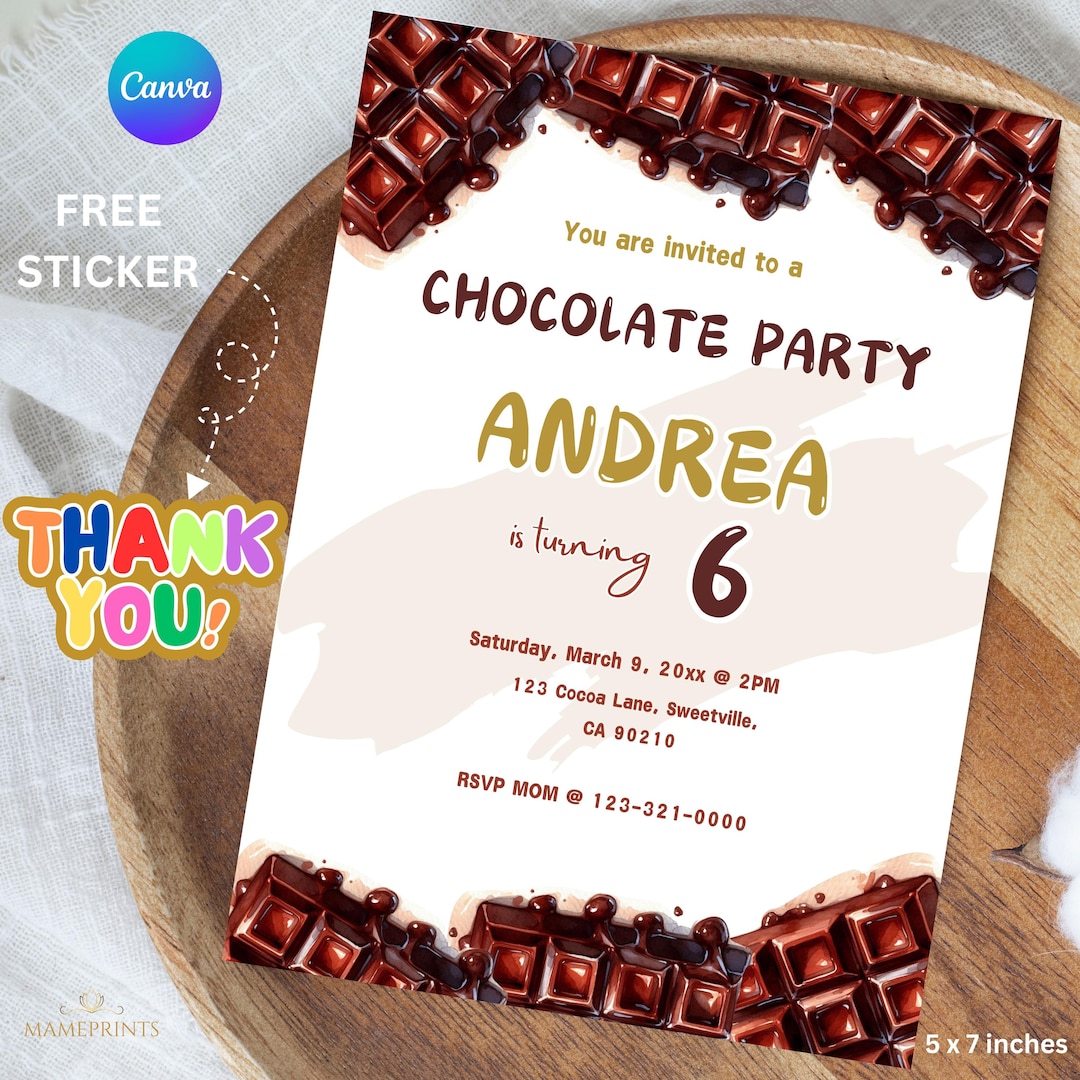 Chocolate Birthday Party Invitation, Chocolate Desserts Birthday ...