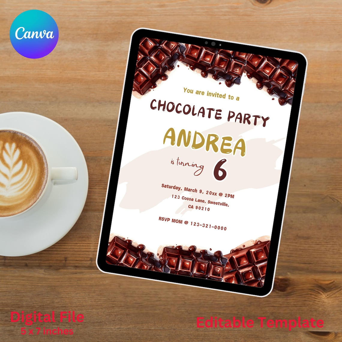 Chocolate Birthday Party Invitation, Chocolate Desserts Birthday ...