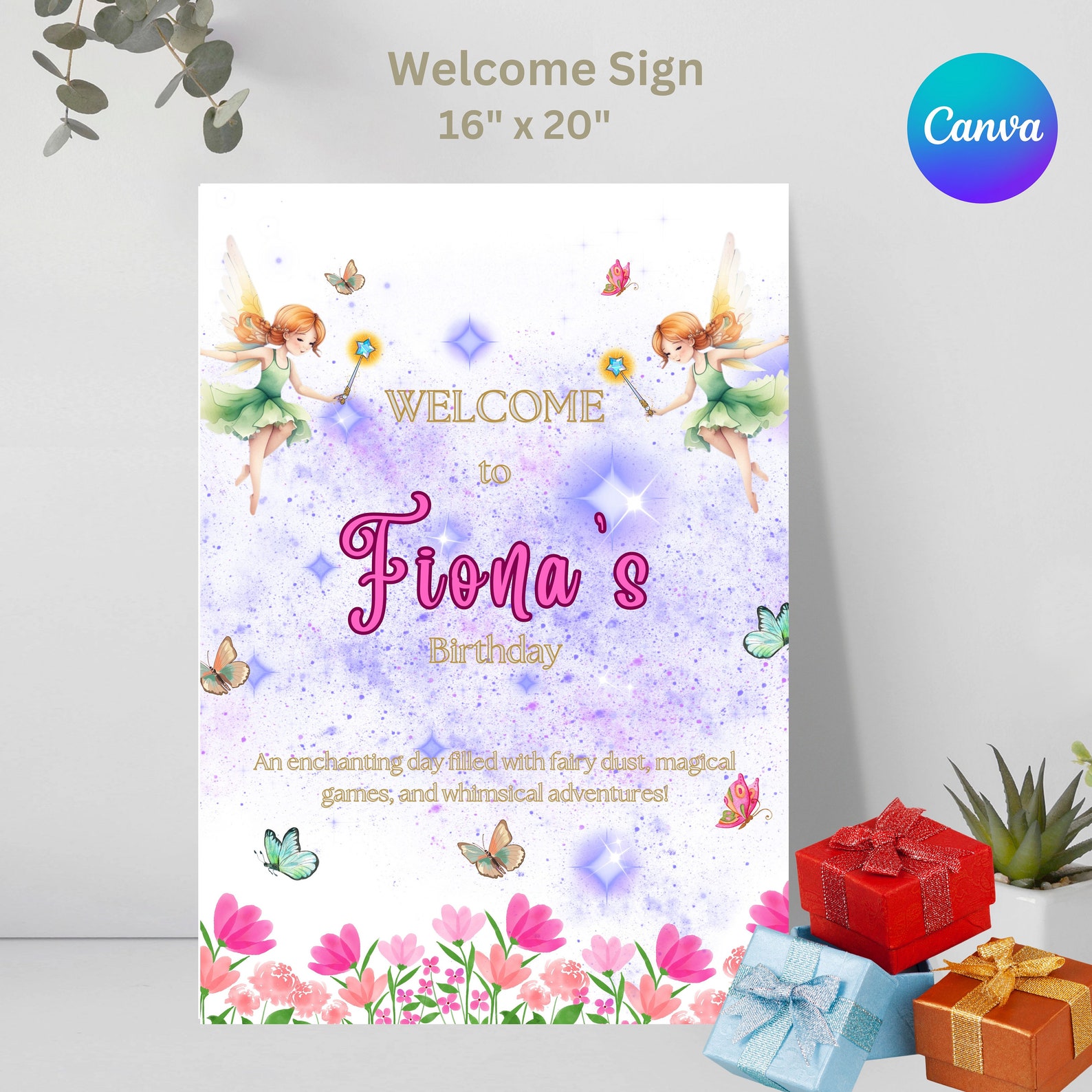 Editable Magical Fairy Welcome Sign Birthday Template, Welcome Sign ...