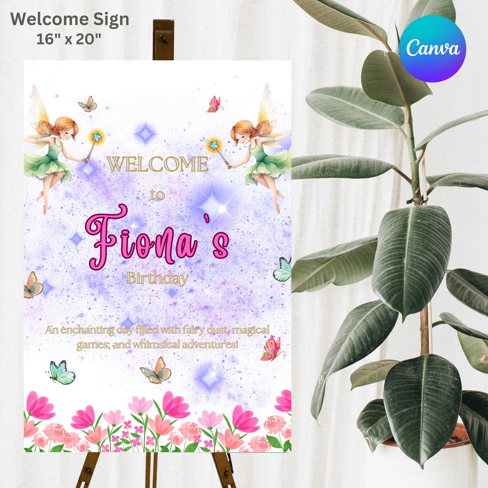 Editable Magical Fairy Welcome Sign Birthday Template, Welcome Sign ...