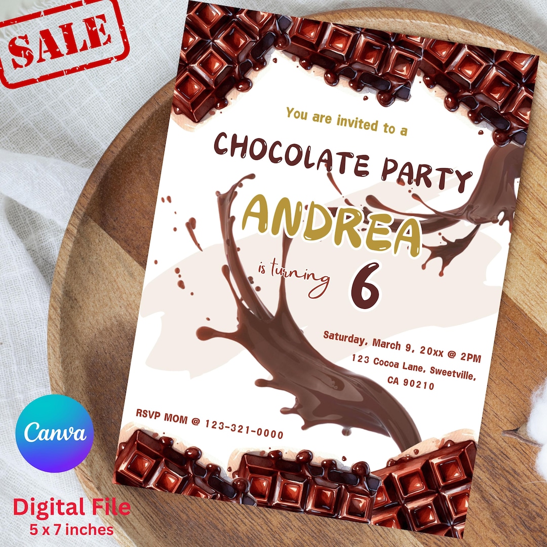 Chocolate Birthday Party Invitation, Chocolate Desserts Birthday ...
