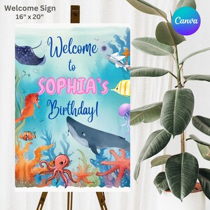 Under the Sea Welcome Sign Template, Custom Sea Party Decors, Sea Baby ...
