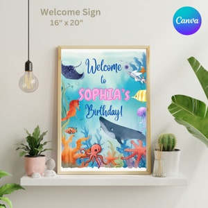 Under the Sea Welcome Sign Template, Custom Sea Party Decors, Sea Baby ...