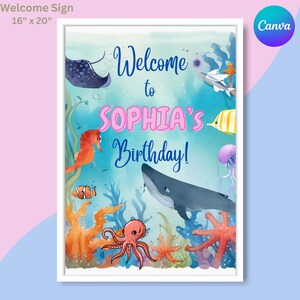 Under the Sea Welcome Sign Template, Custom Sea Party Decors, Sea Baby ...