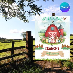 Editable Farm Birthday Welcome Sign, Farm Animals Birthday Welcome Sign ...
