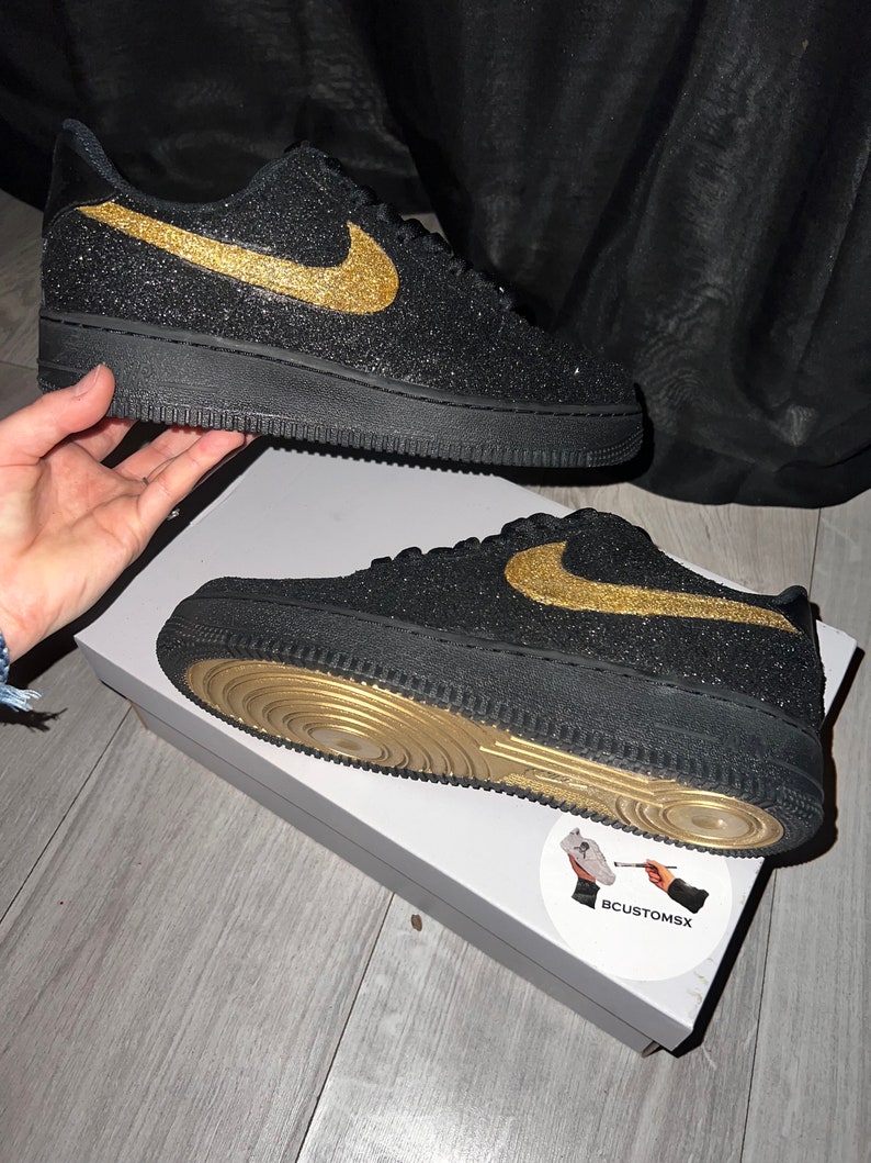 Mens Black Glitter & Coloured Nike Tick Custom Airforce1s - Etsy