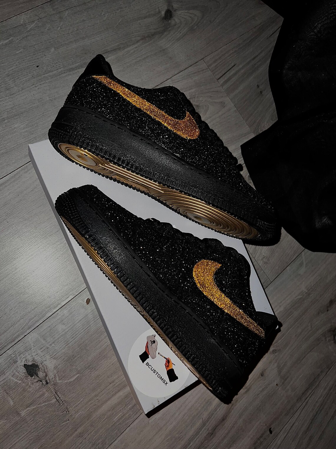 Mens Black Glitter & Coloured Nike Tick Custom Airforce1s - Etsy