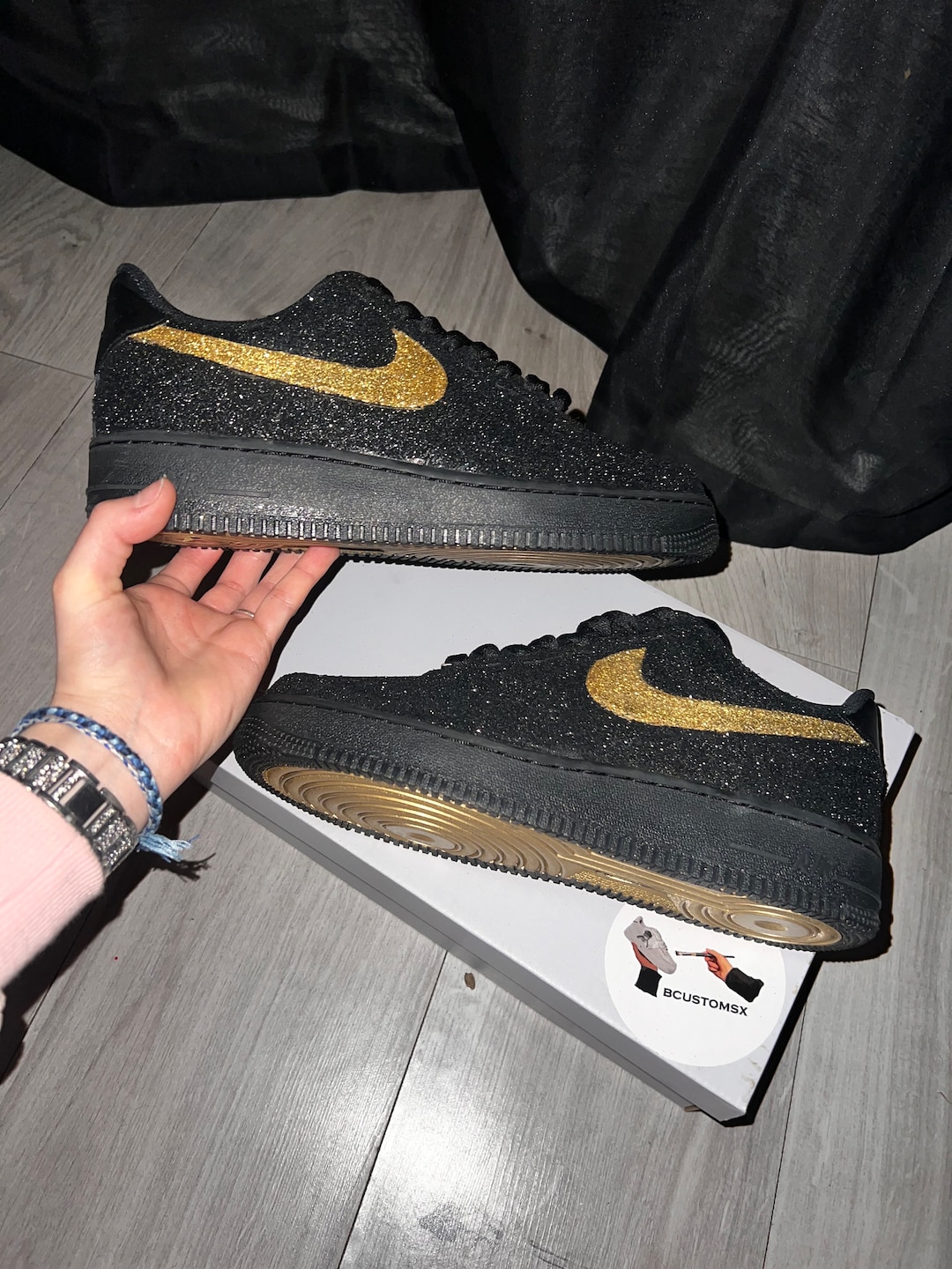 Mens Black Glitter & Coloured Nike Tick Custom Airforce1s - Etsy