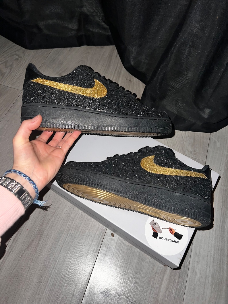 Mens Black Glitter & Coloured Nike Tick Custom Airforce1s - Etsy