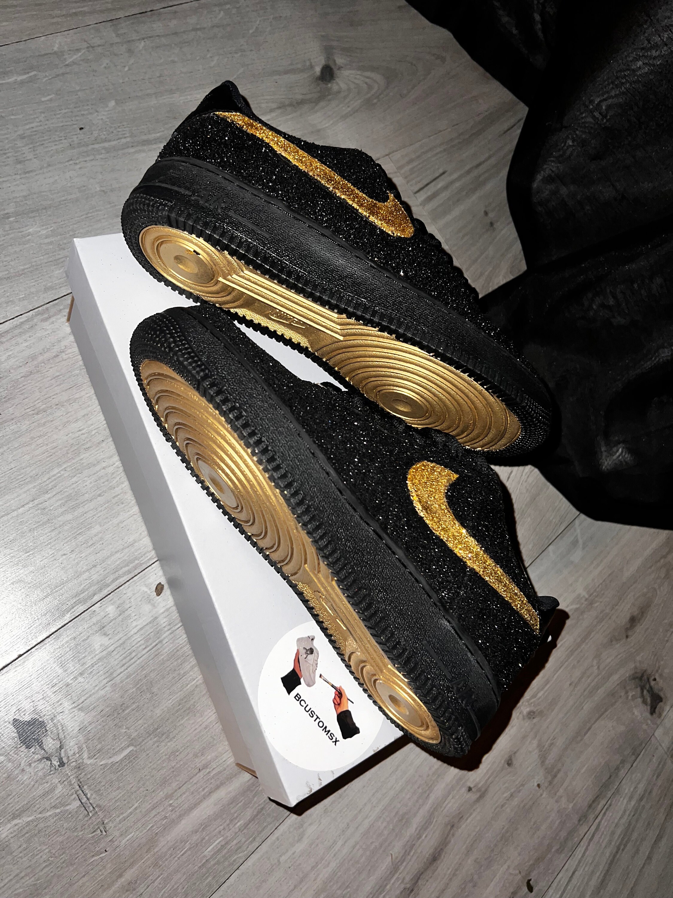 Mens Black Glitter & Coloured Nike Tick Custom Airforce1s - Etsy