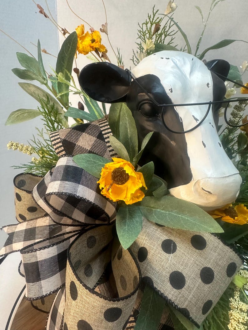 Candlestick Arrangement, Cow Decor, Everyday Table Decor, Sunflower ...