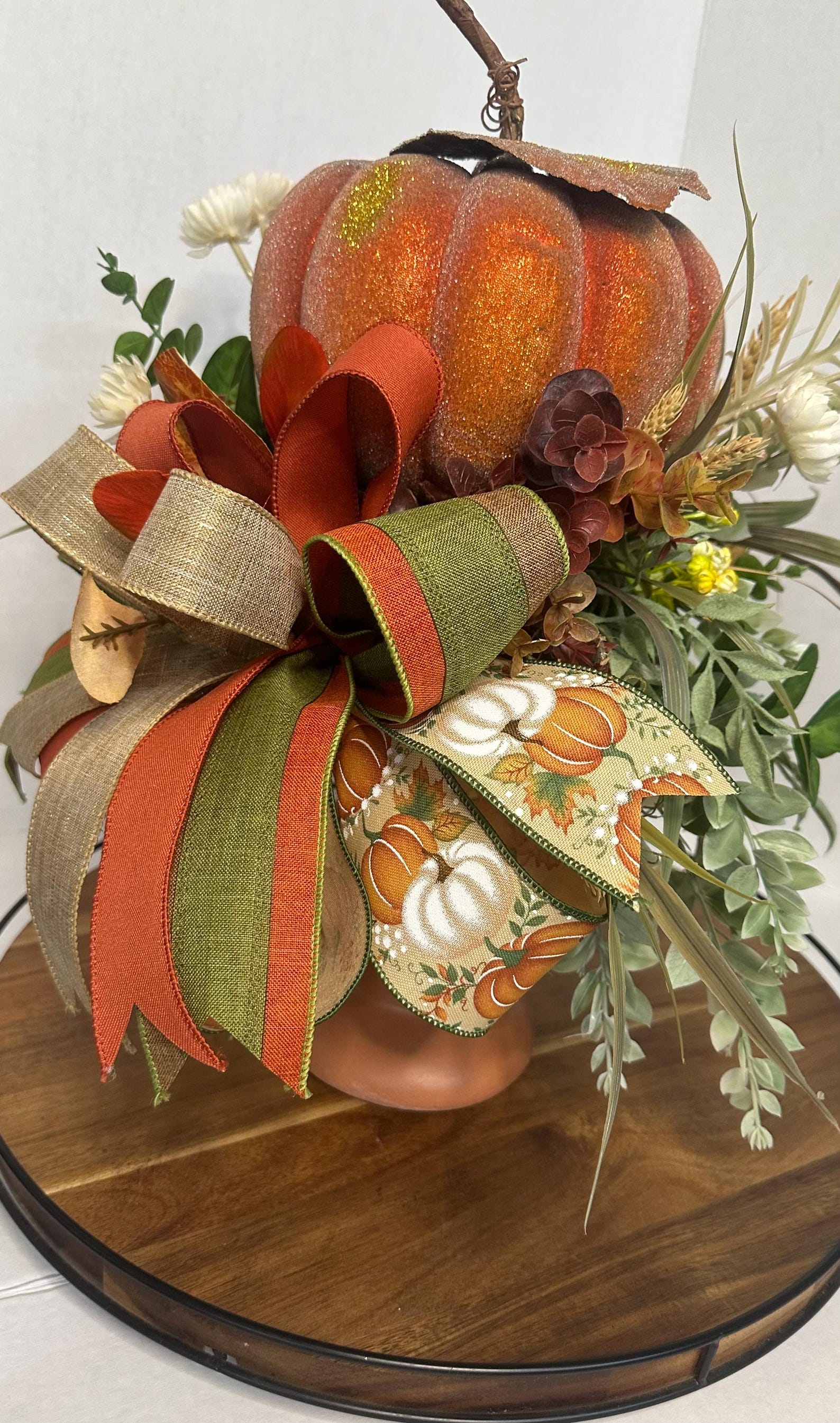Pumpkin Candlestick Arrangement, Fall Table Decor, Thanksgiving ...