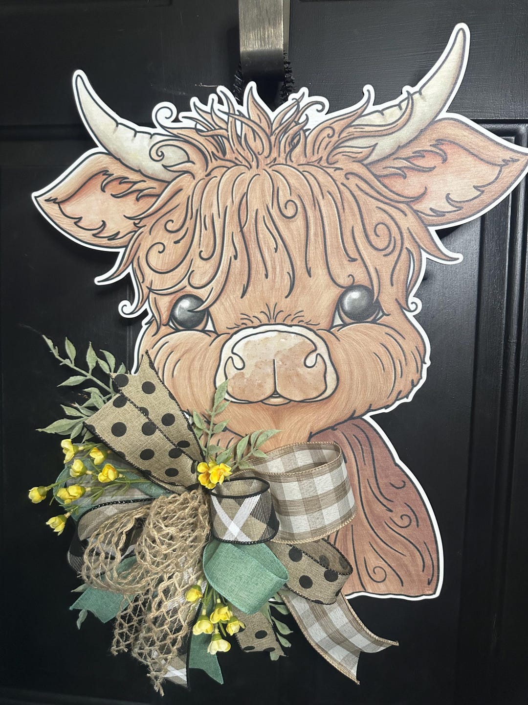 Highland Cow, Door Hanger, Everyday Door Decor, Front Door Decor - Etsy
