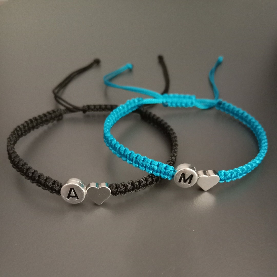 Couple Matching Bracelet Set, Initial Custom Love Bracelet, Personalize ...