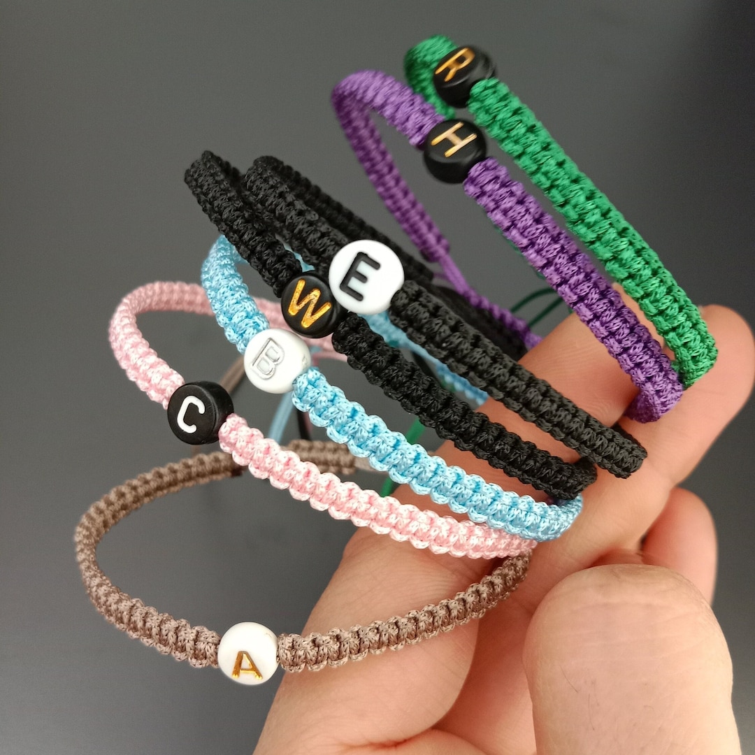 Set of 2 Personalized Initial Bracelet, Custom Friendship Bracelets ...