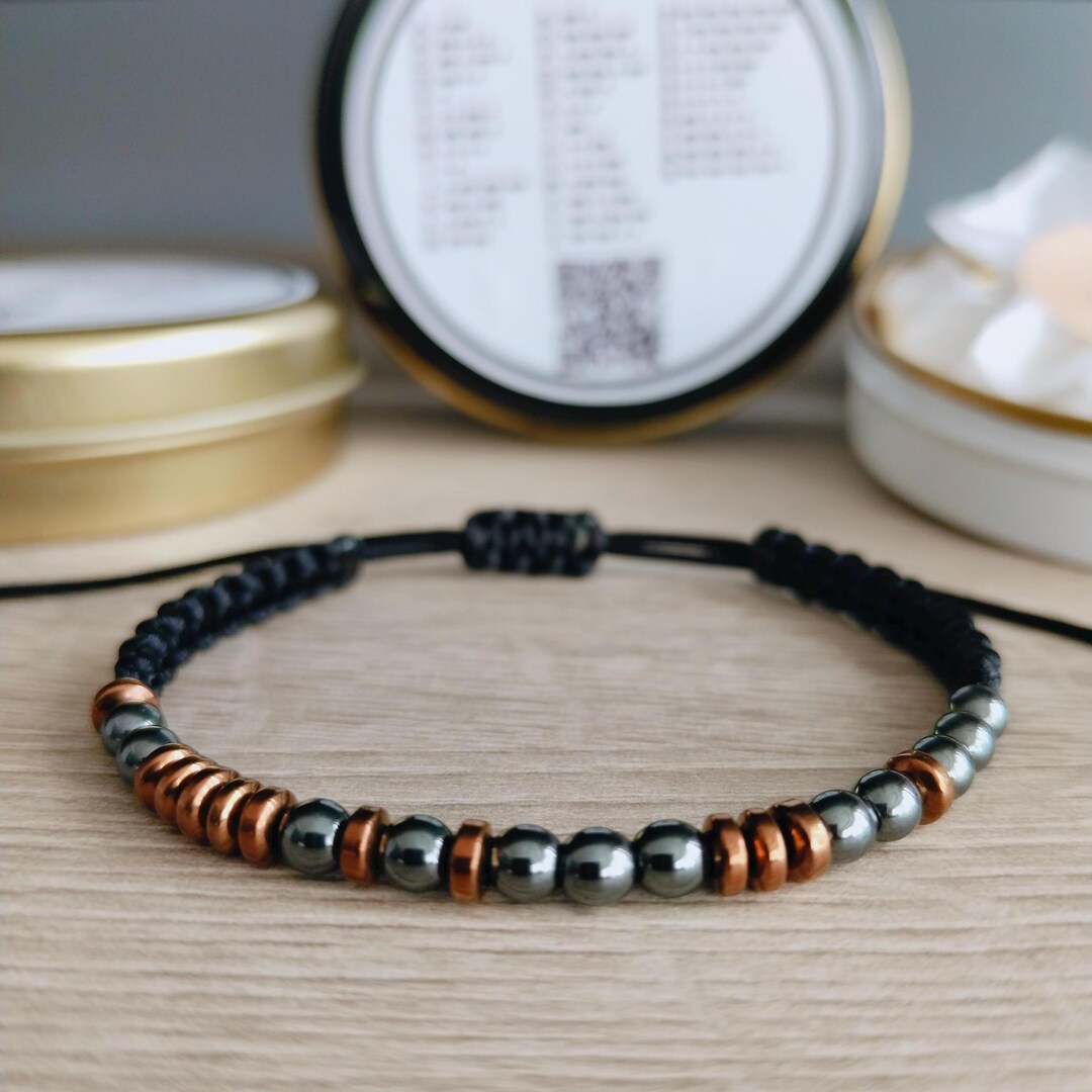 Set of 2 Custom Morse Code Secret Message Bracelets, Gifts for Men and ...
