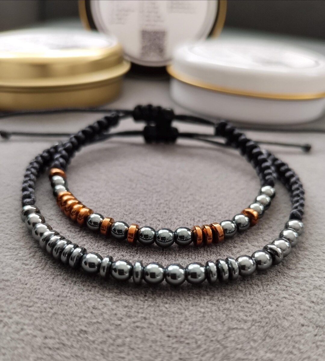 Custom Morse Code Hematite Beaded Bracelets: Secret Message, Healing ...