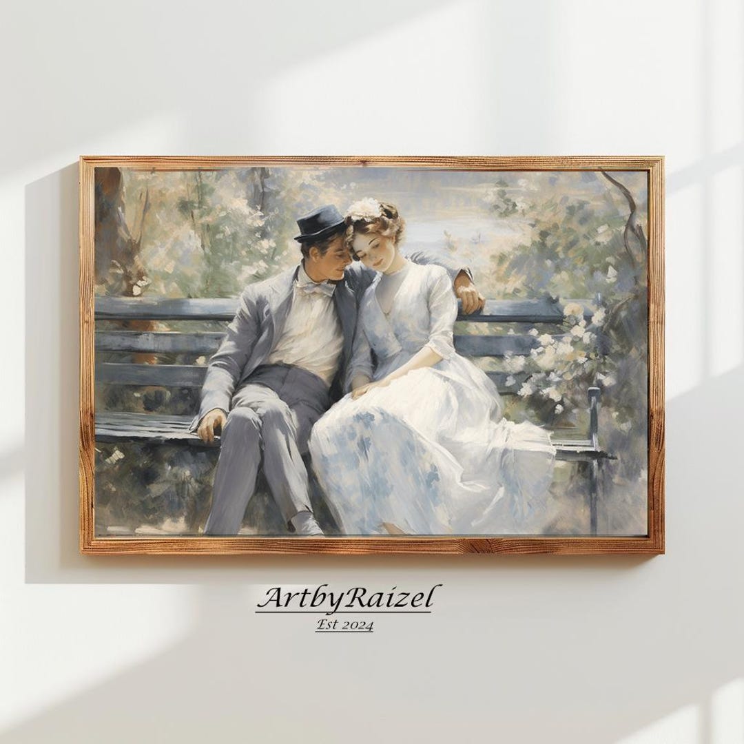 Victorian Couple Digital Print Romantic Garden Wall Art Vintage Lovers ...