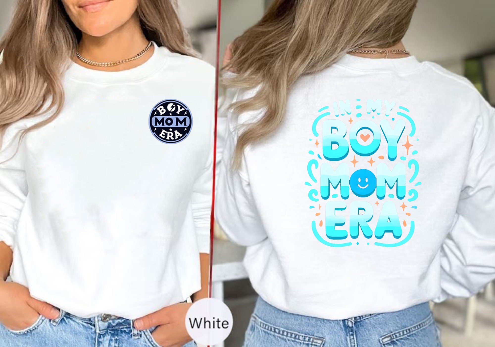 My Boy Mom Era Front & Back Logo Sweatshirt, Boy Mom Sweat Shirt, Boy ...