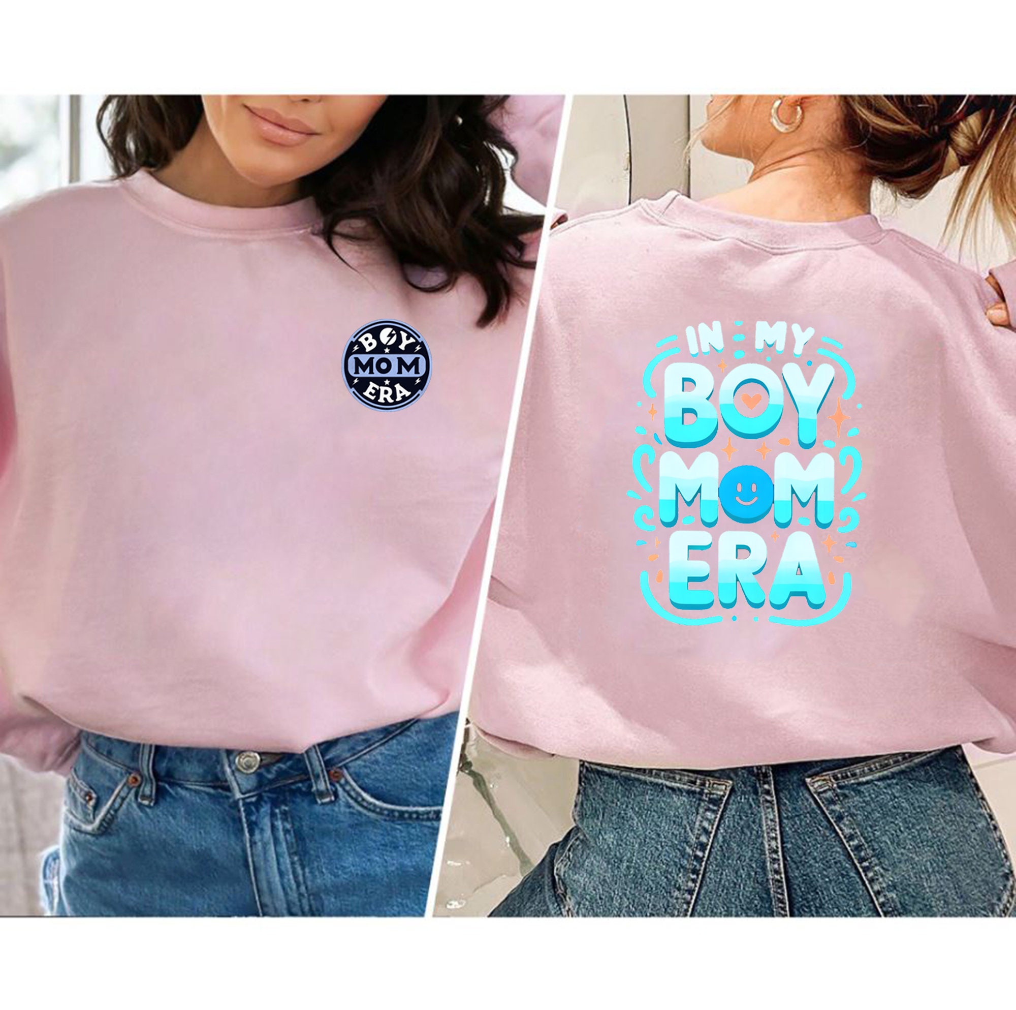My Boy Mom Era Front & Back Logo Sweatshirt, Boy Mom Sweat Shirt, Boy ...