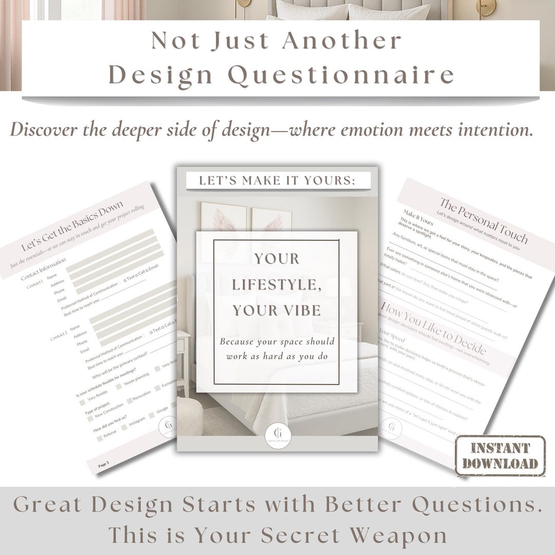 Interior Design Client Questionnaire: Emotion-led Canva Template (PDF ...