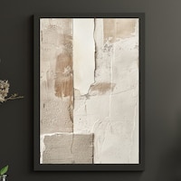 Japandi-inspired Abstract Art Print Modern Neutral Wall Decor Textured Paper Look in Cream ...