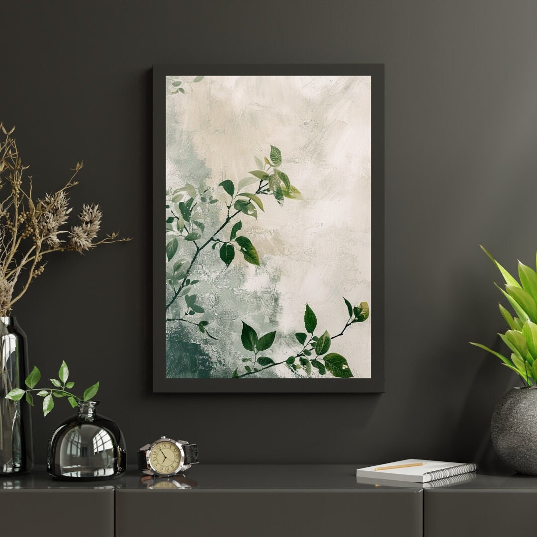 Green Japandi Wall Art - Zen Garden Poster, Japanese Fine Art With ...
