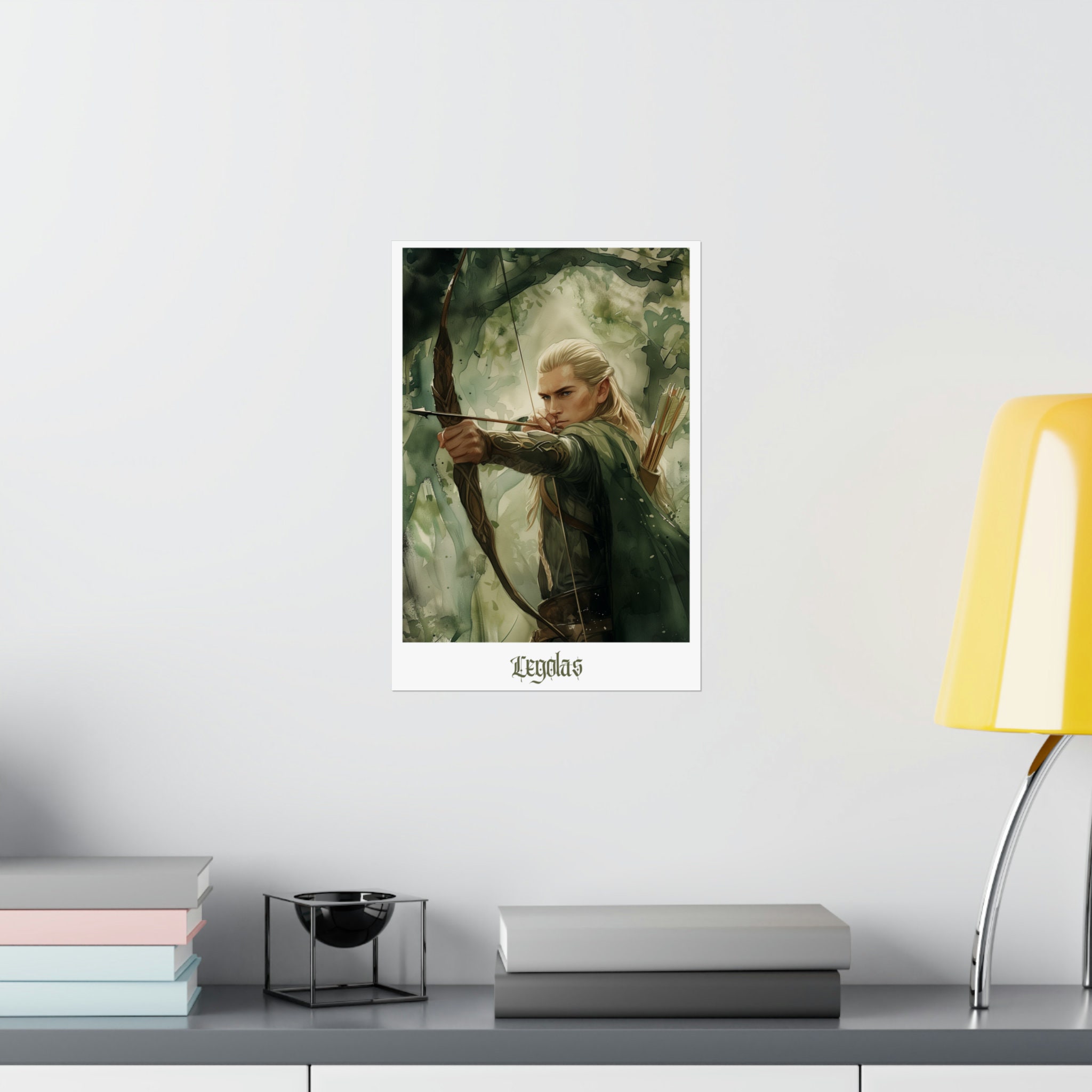 Legolas Bow Drawn in Middle Earth Poster Lord of the Rings Watercolor ...