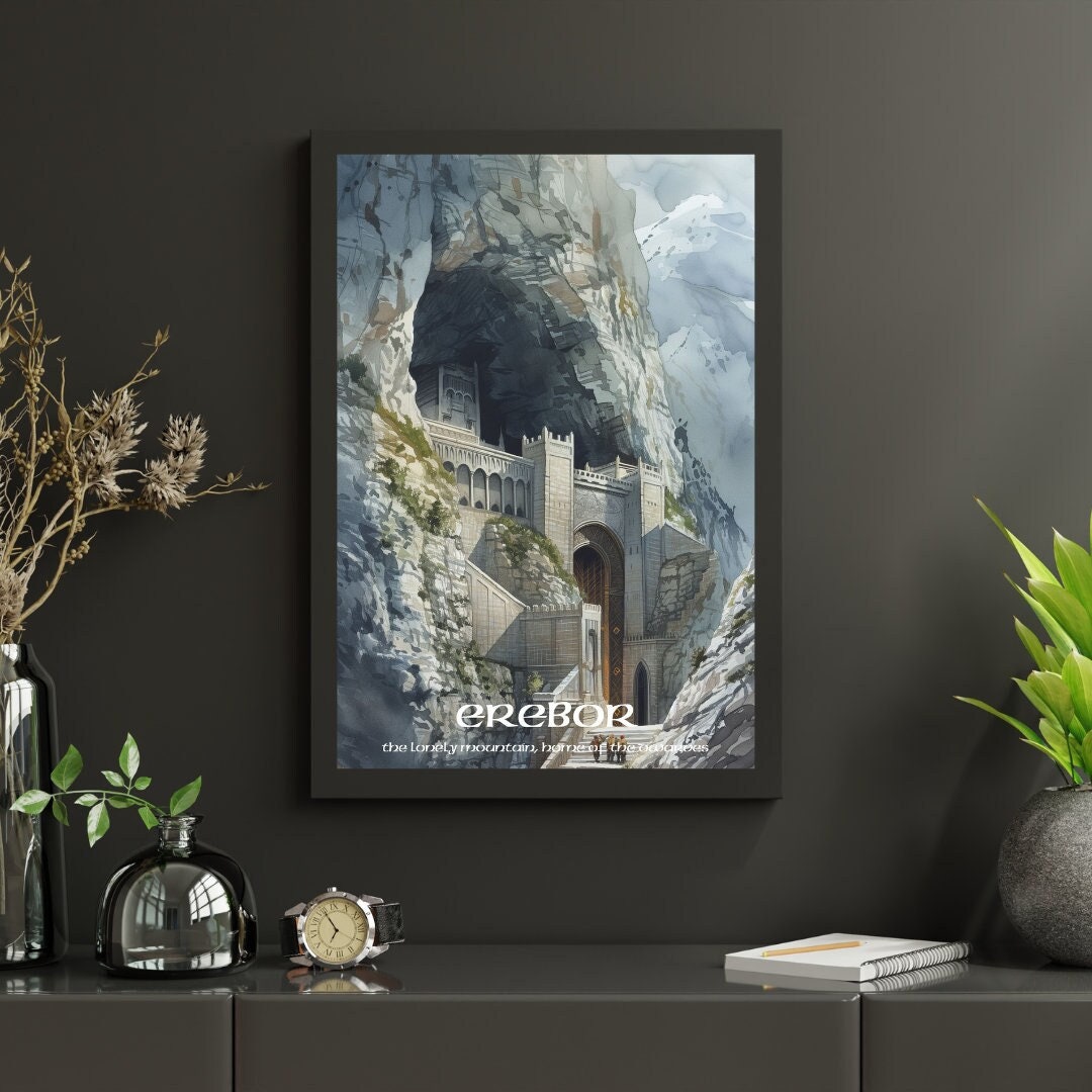 Erebor the Lonely Mountain Travel Poster Lord of the Rings Inspired ...