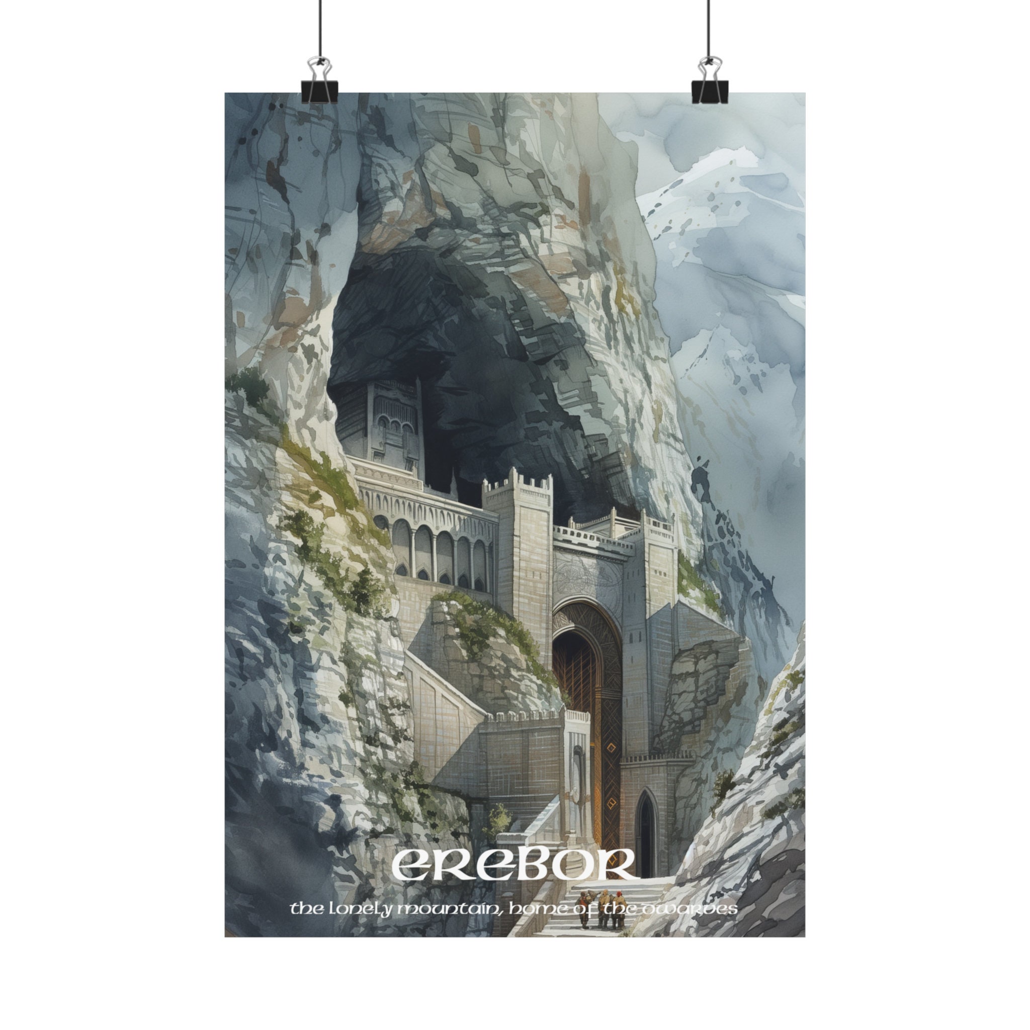 Erebor the Lonely Mountain Travel Poster Lord of the Rings Inspired ...