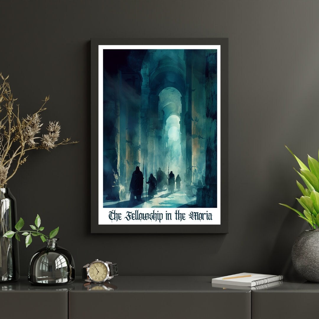 The Fellowship in Moria Poster - Lord of the Rings Watercolor Art ...