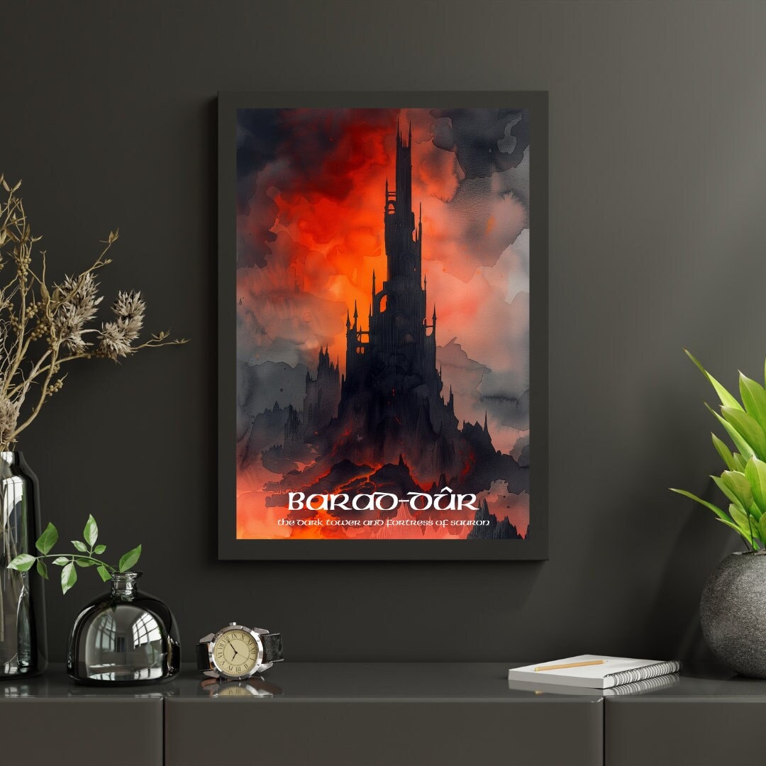 Barad-dûr - Middle Earth Travel Poster - Watercolor Style Lord of the ...