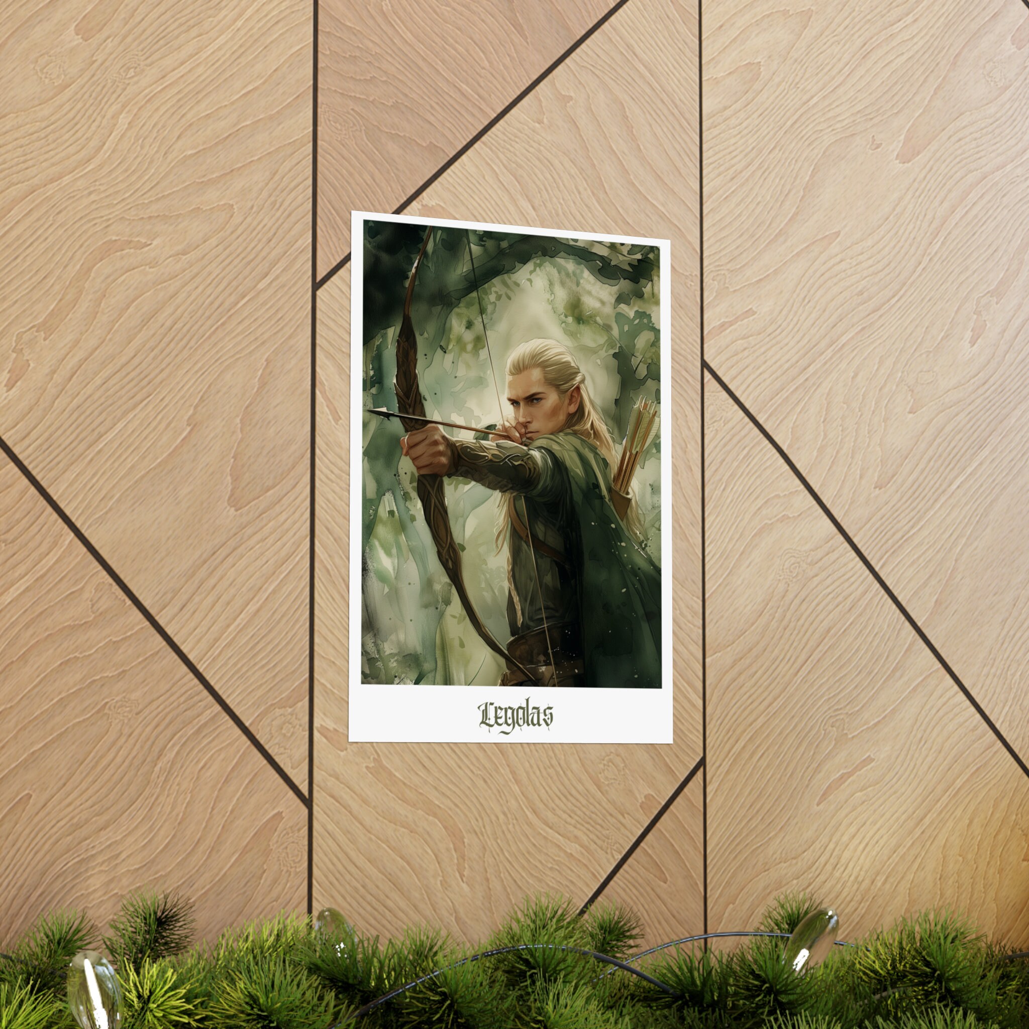 Legolas Bow Drawn in Middle Earth Poster Lord of the Rings Watercolor ...