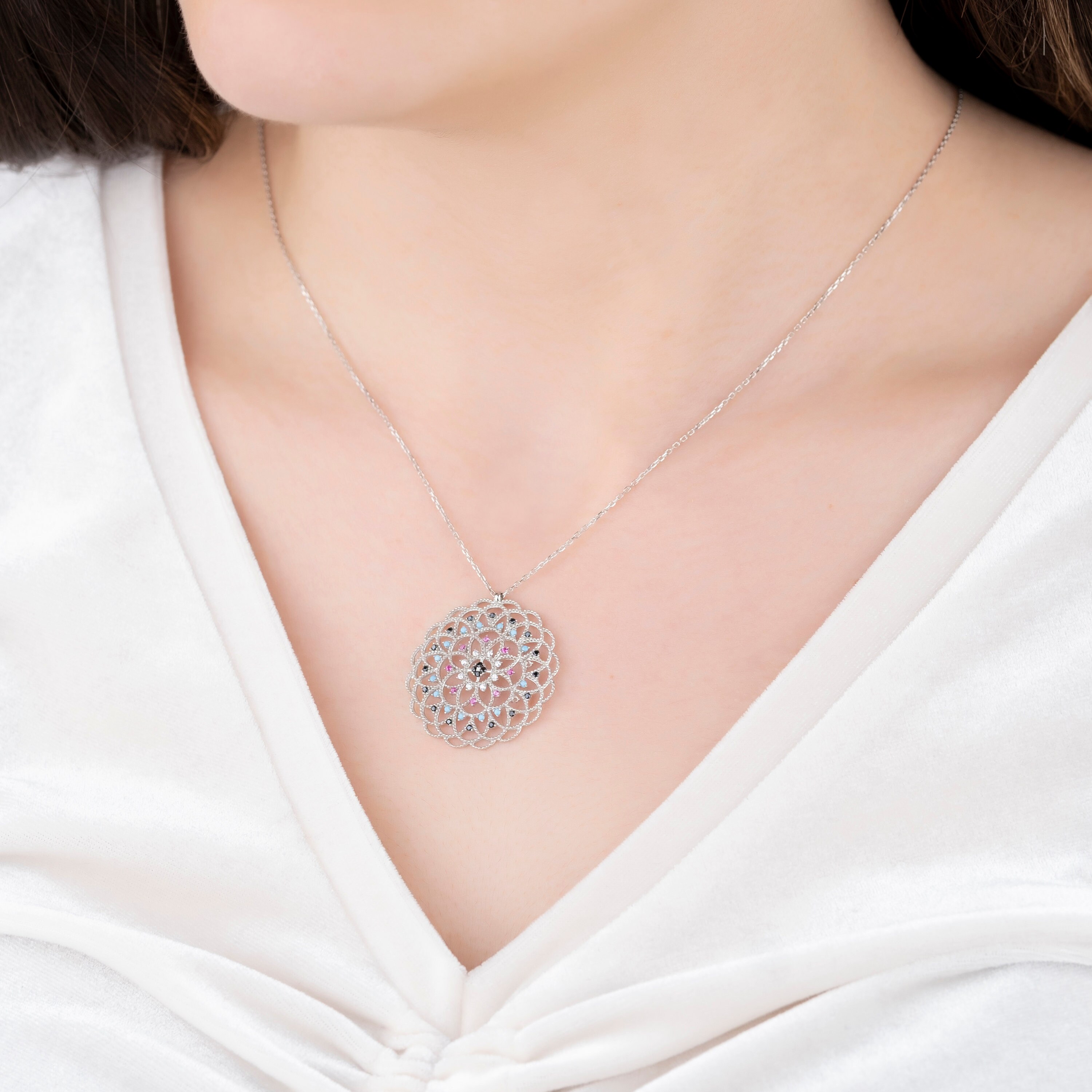 Silver Cycle of Life Necklace, Flower of Life Pendant, Geometric Symbol ...