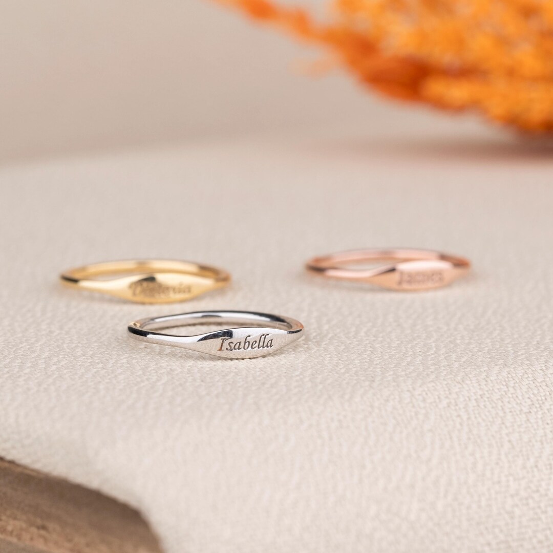 Custom Name Engraved Ring, Personalized Name Ring, Sterling Silver Name ...