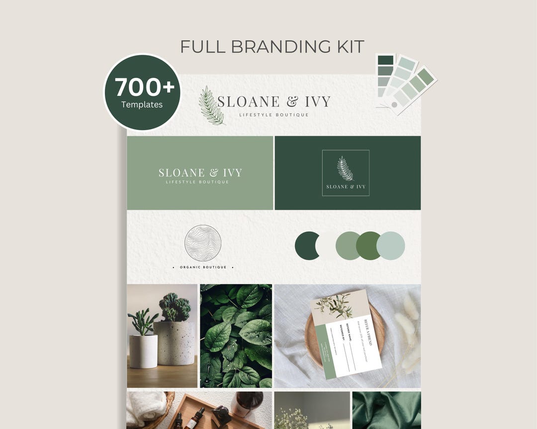 Full Branding Kit: 700+ Templates, Green Color Palette, Luxury Brand ...
