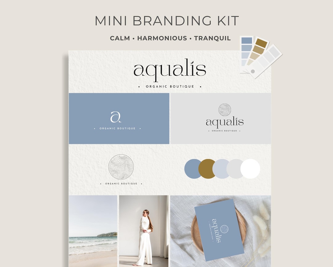 Mini Branding Kit, Brand Identity Kit, Boutique Branding Kit, Blue ...
