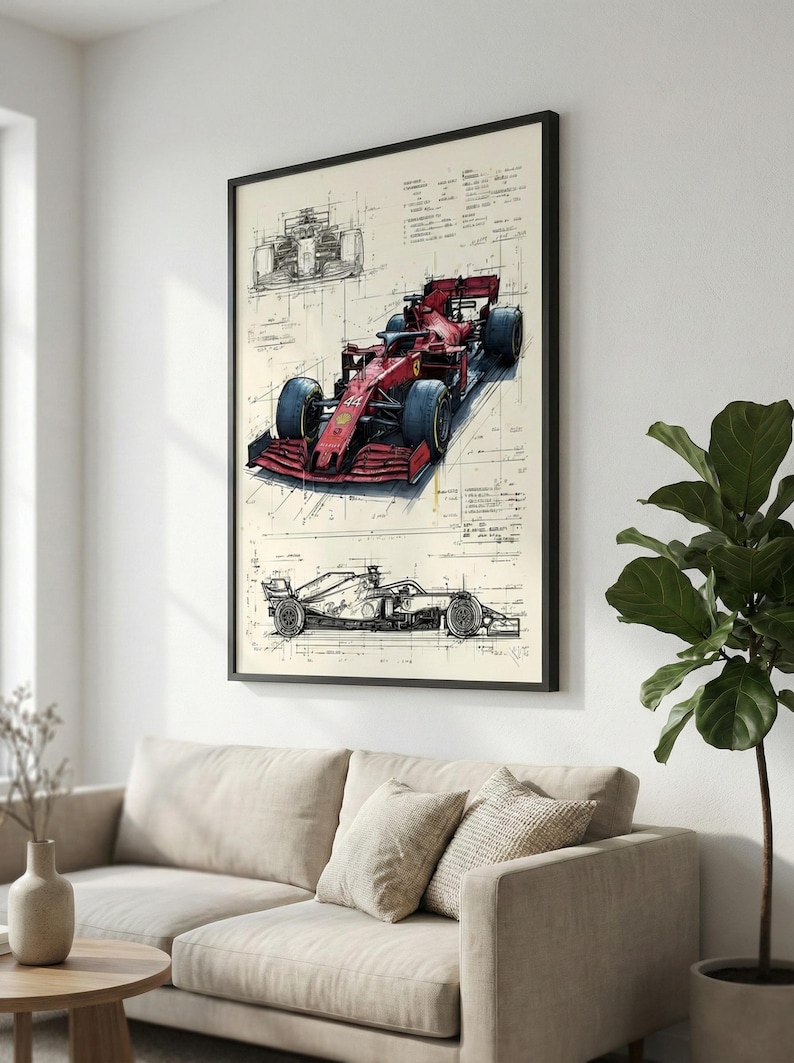 Racing Car Blueprint Poster Print - Technical Formula Race Car ...