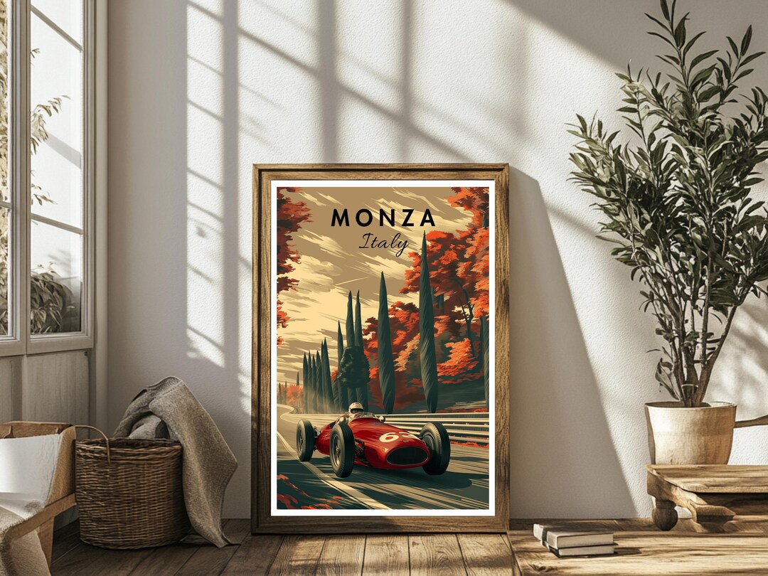 Vintage Monza F1 Art Print, Italian Grand Prix Vintage Poster, Maserati ...