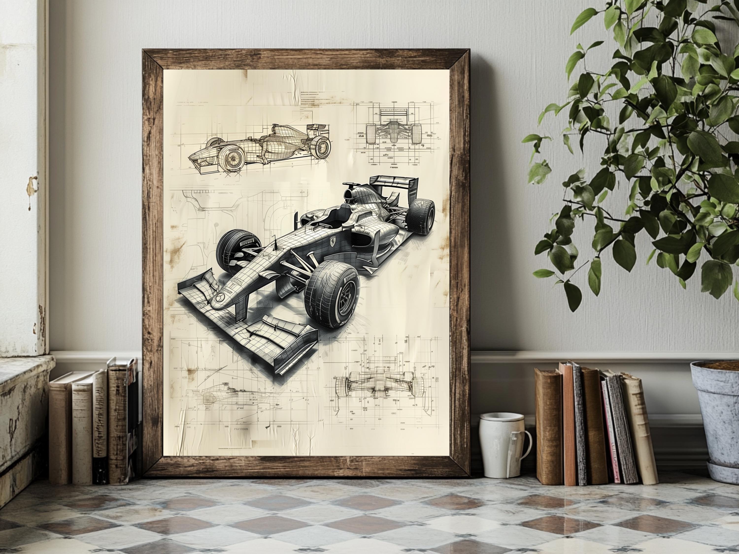 Formula 1 Blueprint Poster, F1 Racing Wall Art, Motorsport Engineering ...