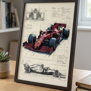 Racing Car Blueprint Poster Print - Technical Formula Race Car ...