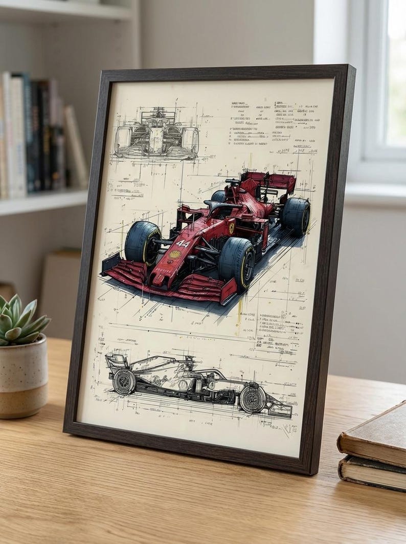 Racing Car Blueprint Poster Print - Technical Formula Race Car ...