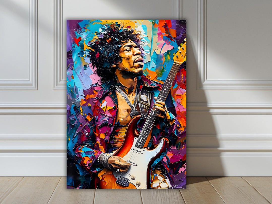 Jimi Hendrix Vibrant Canvas or Poster Art, Iconic Guitar Legend Wall ...