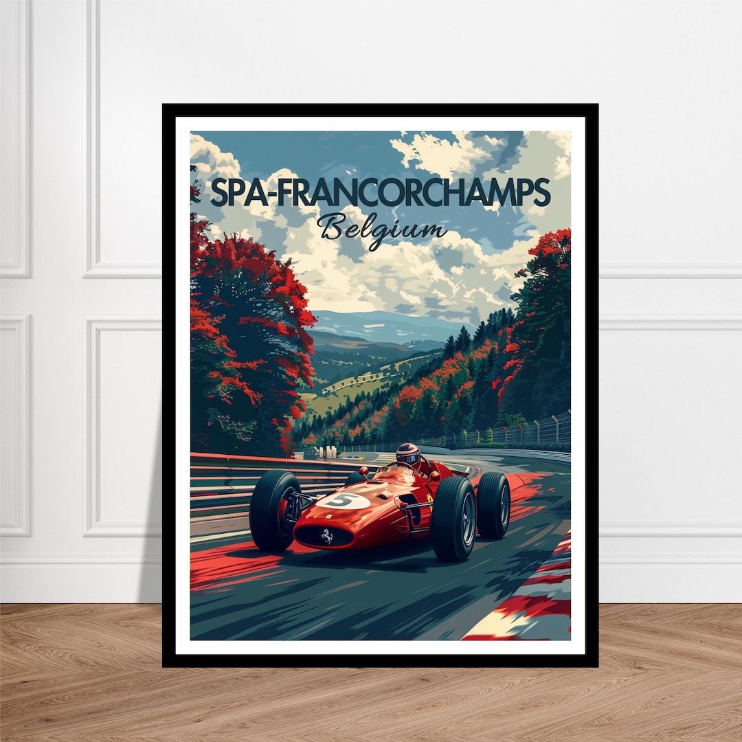 Classic Ferrari F1 on Spa-francorchamps Track Poster Vintage Racing Art ...